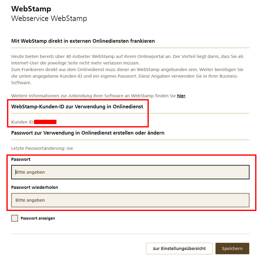 Webstamp Einrichtung durch den Kunden – ProIT AG
